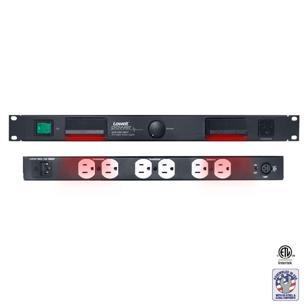 Rackmount panel with night vision lights and AC power outlets