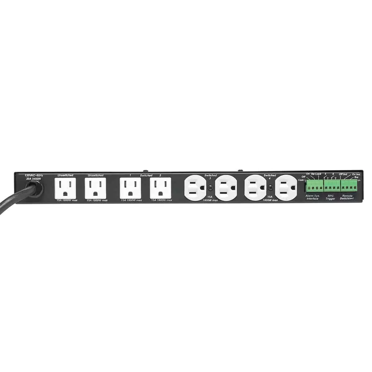 Rack panel with sequencer, power, remote and surge protection
