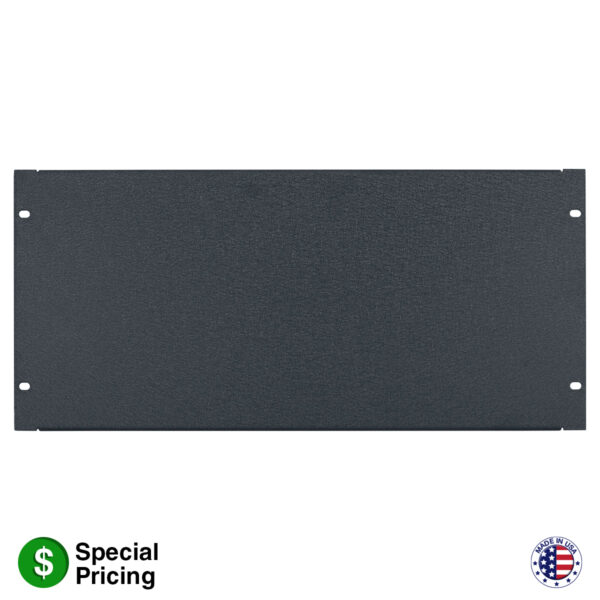 5U Blank Aluminum Panel with Flange, Textured Black- Lowell Manufacturing