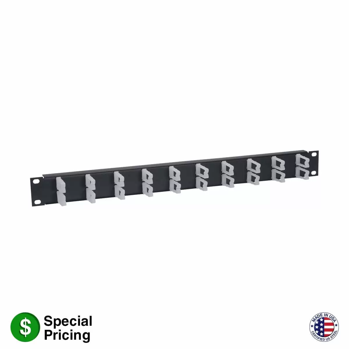 Cable management panel for 19 inch racks