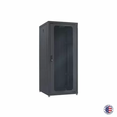 AV rack with tempered glass door