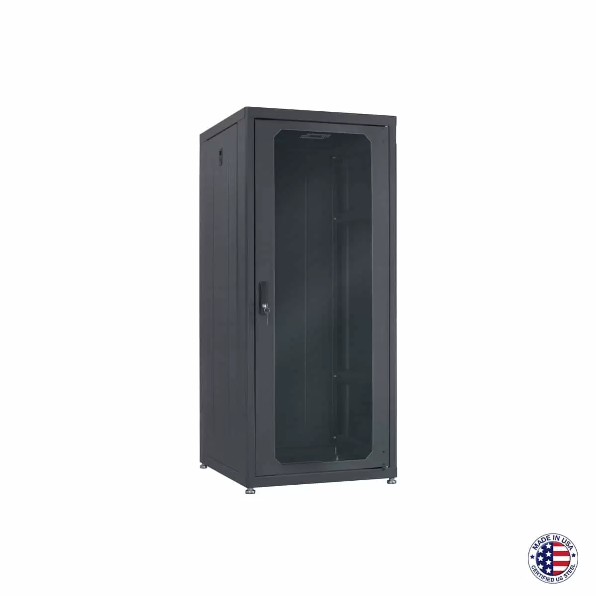 AV rack with tempered glass door