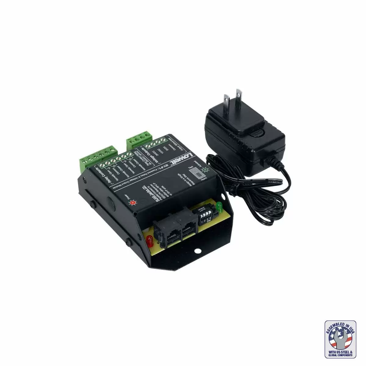 Relay Module with Pass-Thru RJ45 Jacks | 1 DPDT | Lowell Mfg.
