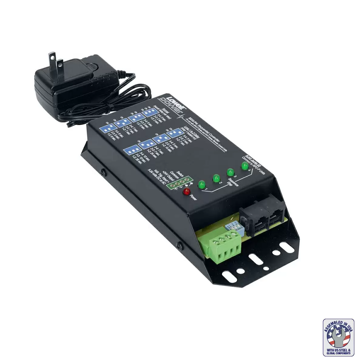 Power Sequencer with Pass-Thru RJ45 Jacks, 4 Step | Lowell Manufacturing