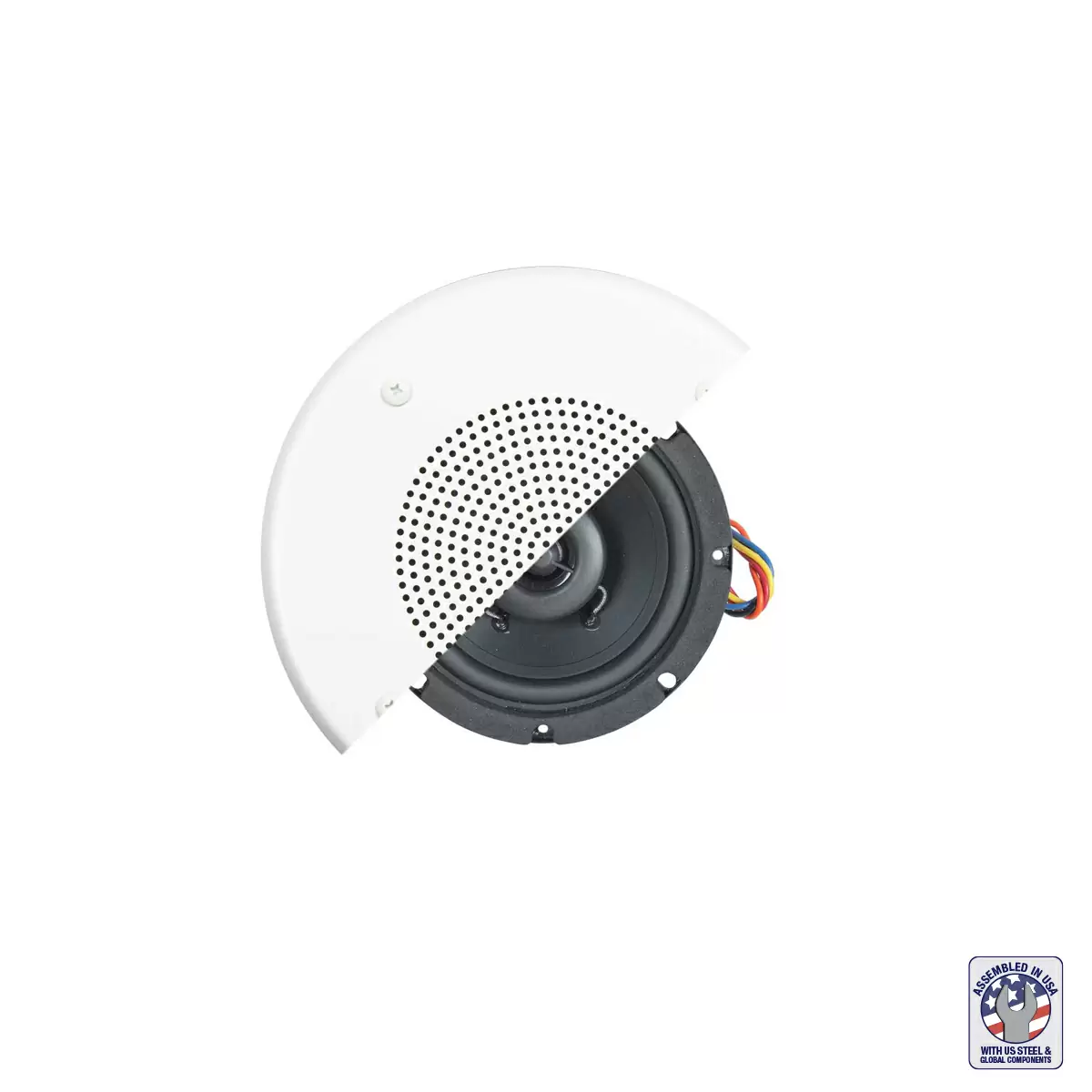 4 inch Coaxial Speaker with 70V Xfmr, Grille, Shallow-mount